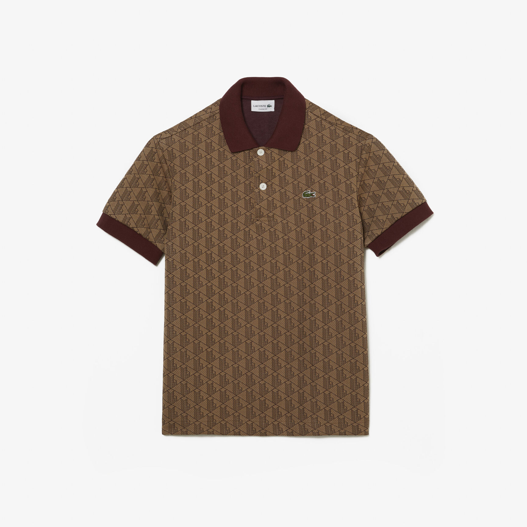 Buy Men's Classic Fit Monogram Print Contrast Collar Polo Shirt | Lacoste SA
