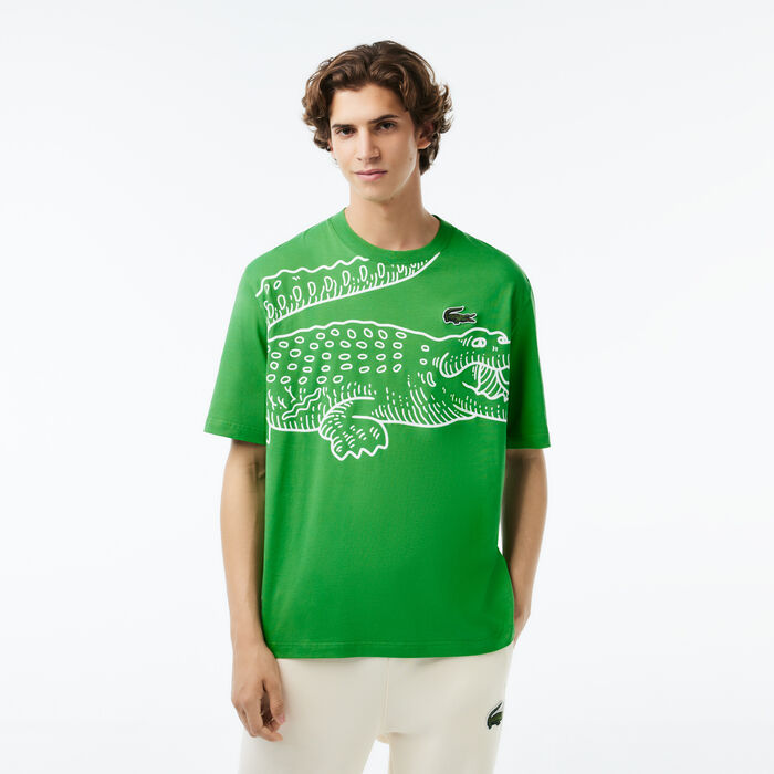 Buy Men's Lacoste Round Neck Loose Fit Crocodile Print T-shirt | Lacoste SA
